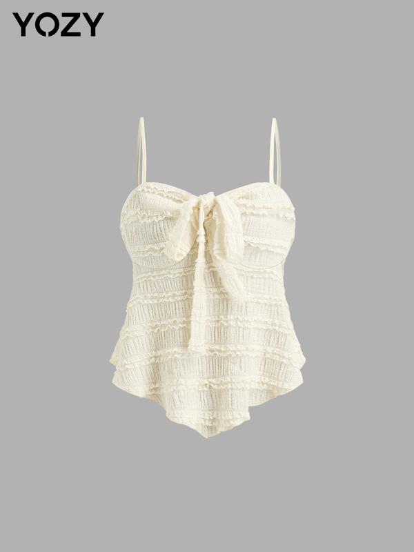 YOZY Women's Plain Asymmetrical Hem Cami Top, Chic Casual Spaghetti ...