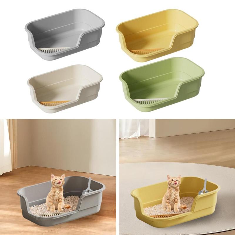 Open Top Cat Litter Boxes Kitty Litter Pan Easily Carry Pet Cat ...