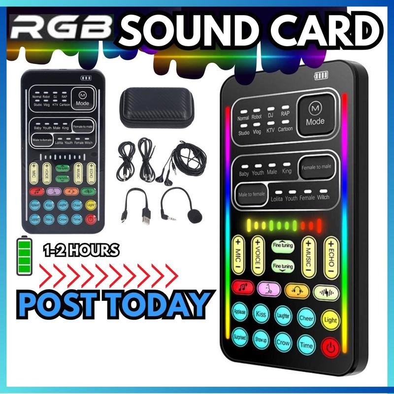 LED Mini Sound Card Audio Effect Voice Changer 8 Sound Changes set kad ...