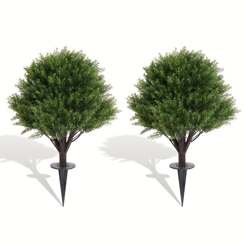 2pcs Large Artificial Faux Cedar Cypress Topiary Trees with Ground ...