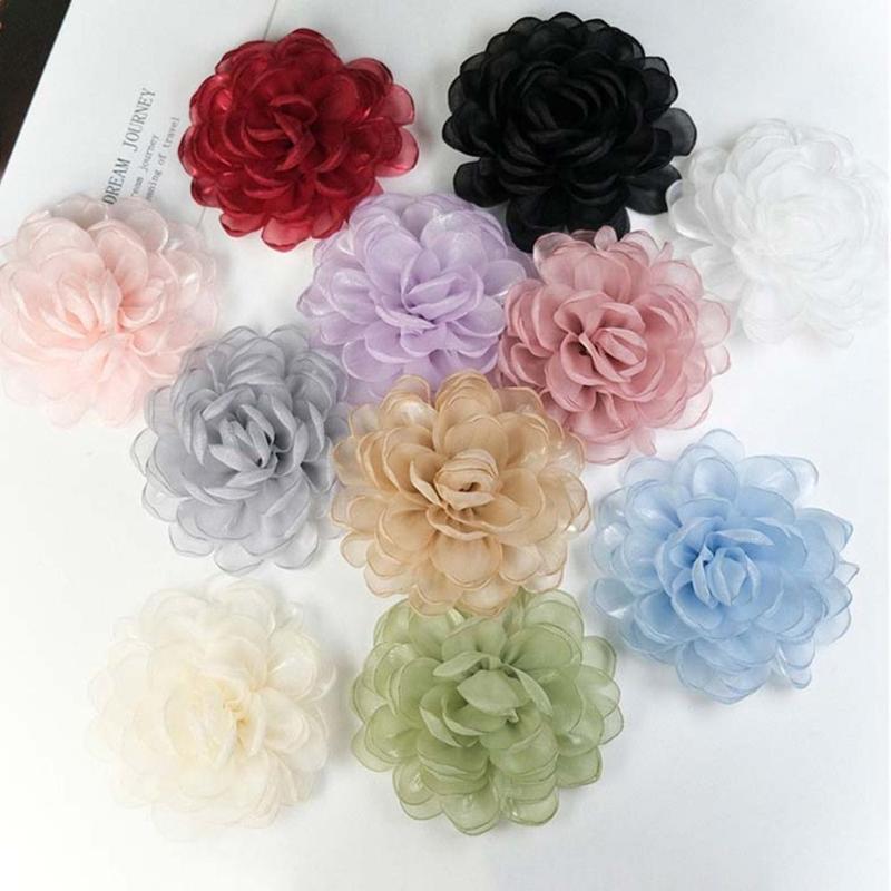 Kain Jahit Bunga Sifon 3D, Set 5Pcs, Bunga Tiruan Tepi Terbakar ...