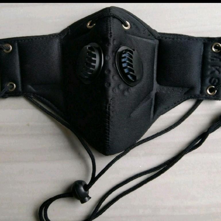 Masker TM Distro double respirator Polos Hitam Mask - Shop | Tokopedia