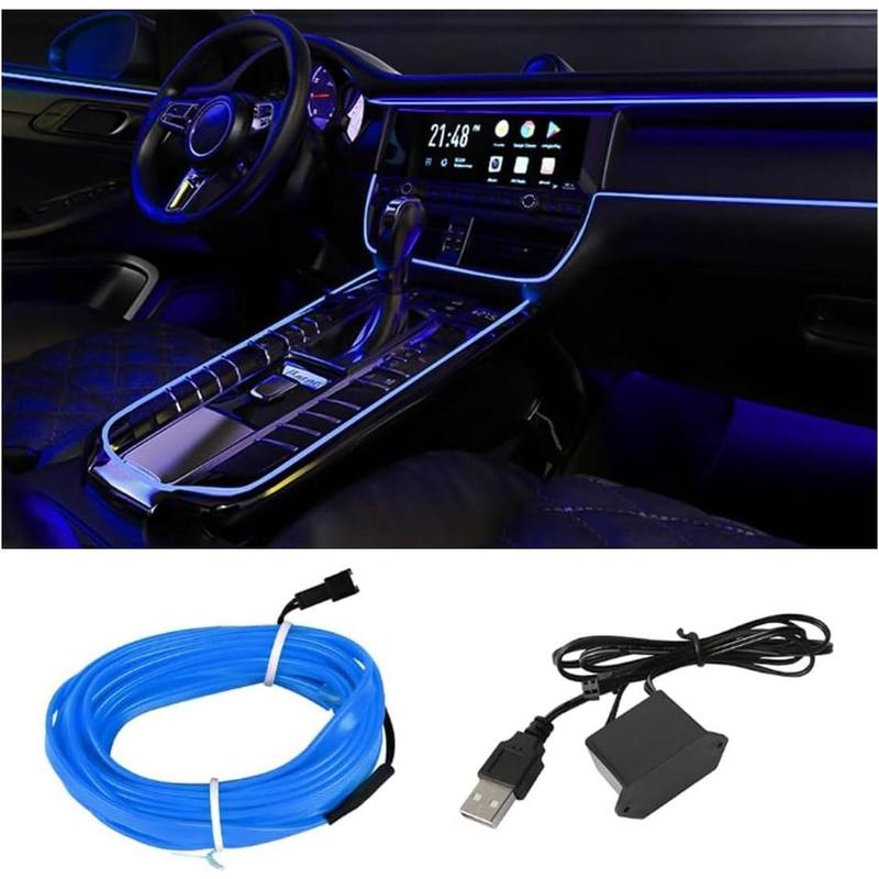 EL Wire Interior Car LED Strip Lights, USB Car Neon Light Strip with ...