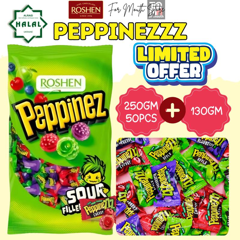 250+130gm Roshen Peppinezzz Filled Candies Sour Candy Gula Masam ...