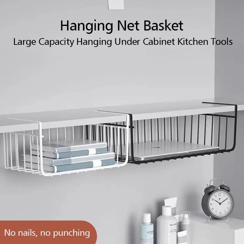 Hanging Net Basket Metal Iron Storage Rack Large Capacity Hanging Under ...