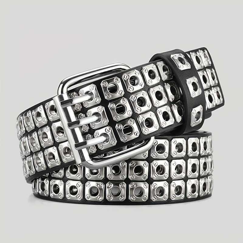 Tali Pinggang Rivet Persegi, Gaya Retro, Gancu Jarum Dua Baris ...