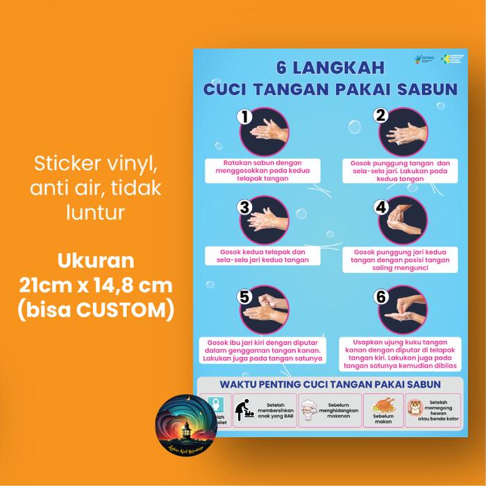 Jual Sticker Stiker 6 Langkah Mencuci Tangan - Kota Bandung - Lentera ...