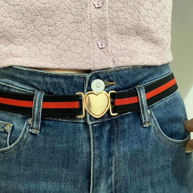 gmning- Girls Adjustable Elastic Belt Kids Belt Stylish Heart Buckle ...
