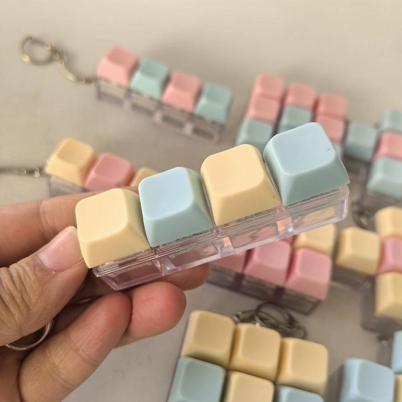 Button Keycap Fidget Keychain Clicker Toy DIY Keyboard Cube Toy ...