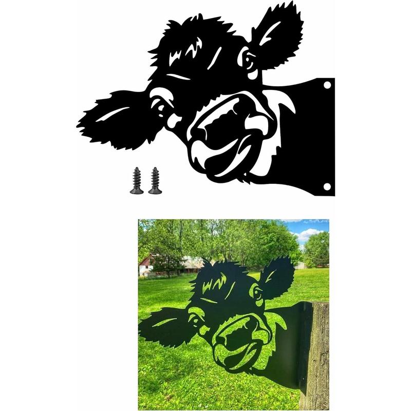 Peeping Cow Metal Art Farm Garden Decor Garden Fence Decoration ...