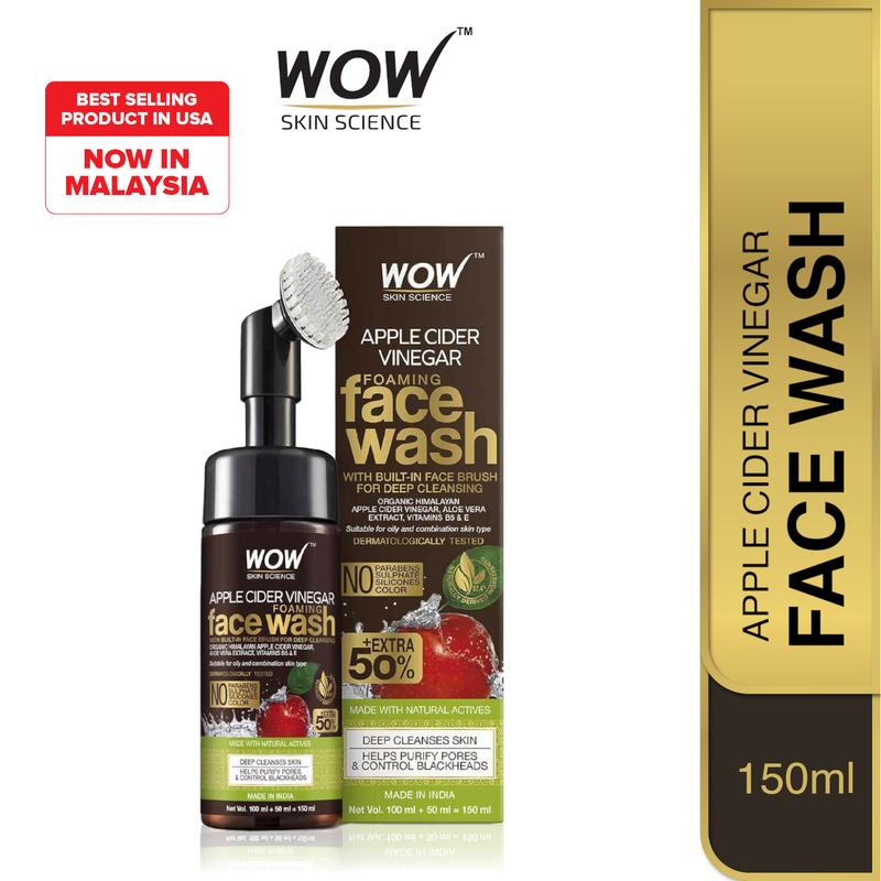 ACV FOAMING FACE WASH WITH BUILT-IN BRUSH (Alcohol Free) Cleansing ...