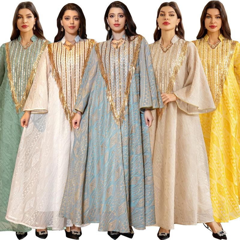 Gaun Malam Muslim, Ab320, Gaya Dubai Arab, Bersulam Jaringan - TikTok ...