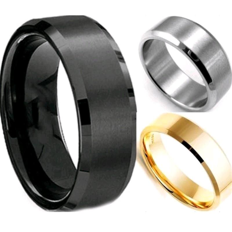 Simple Ring Titanium metal simple Cincin Cool Simple Men Ring Black ...