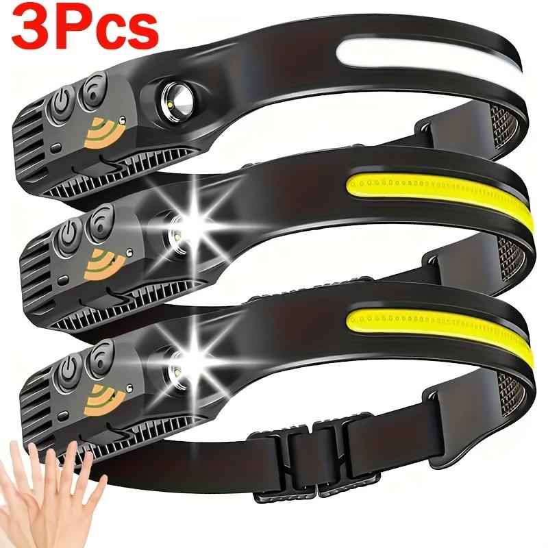 3PCs Cob & LED headlamp, multi-mode induction headlight, outdoor ...