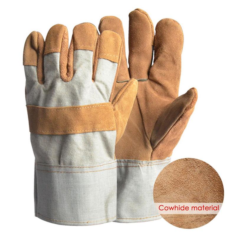 1Pair Durable Canvas Welder Gloves Anti-Heat Work Safety Gloves ...