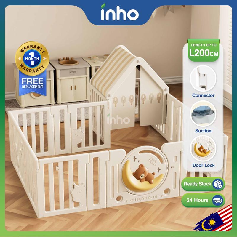 INHO Foldable Gaming Kids Fence With Small House Safety Baby - TikTok ...