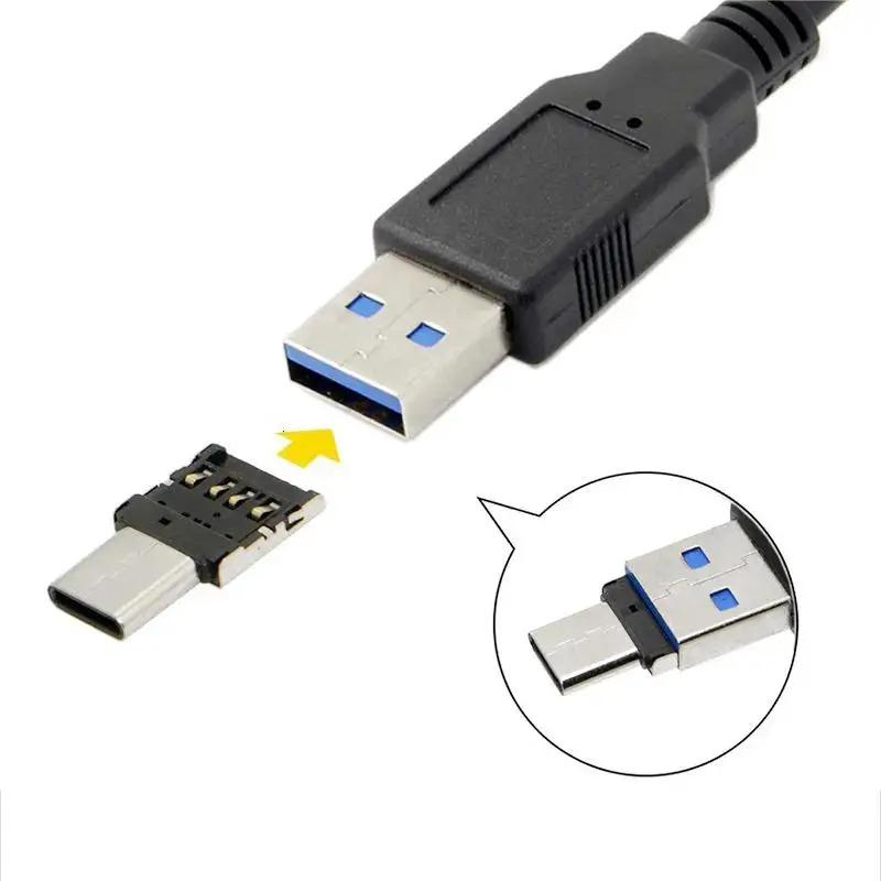 Penyesuai Mikro USB Jenis C, OTG, USB-C Lelaki ke USB 2.0 Penyambung ...