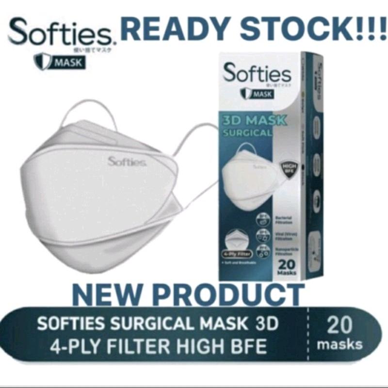 Masker Softies 3D Surgical 4 Ply Isi 20 Pcs - Shop | Tokopedia