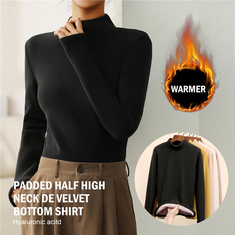 Sweater turtleneck wanita, baju sejuk baldu bergaris tebal yang ...