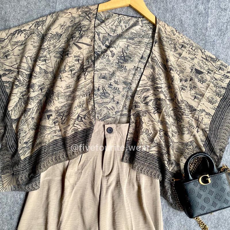 Zaviya One Set (Outer kimono batwing scarf+ kulot high weist - Shop ...