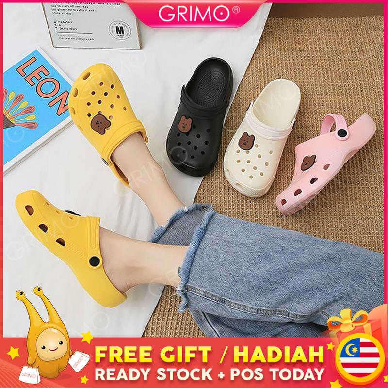 READY STOCK GRIMO Crooc Bear Sandal Women's Kasut Slipper Shoe - TikTok ...