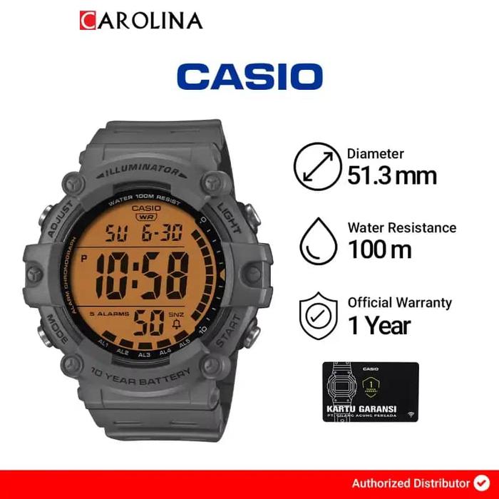 Promo Jam Tangan Pria Casio AE-1500WHC-8A Orange Dial Brown Resin Band ...