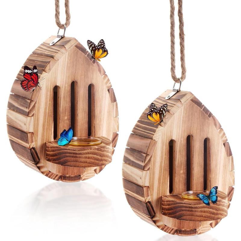 2 count Butterfly House Wooden Butterfly Habitat with Feeder - TikTok Shop