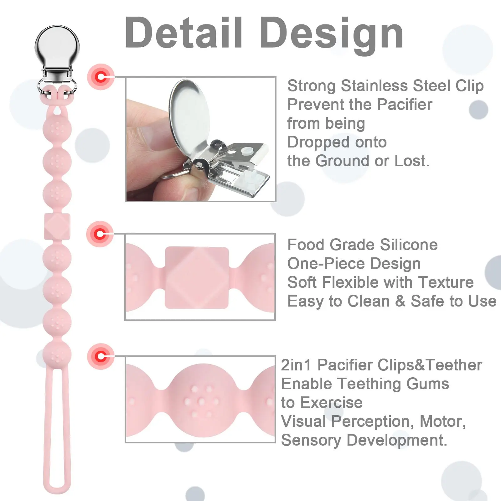 Anti-loss Chain Pacifier Clip (1 Piece), Cute Baby Pacifier Teether ...