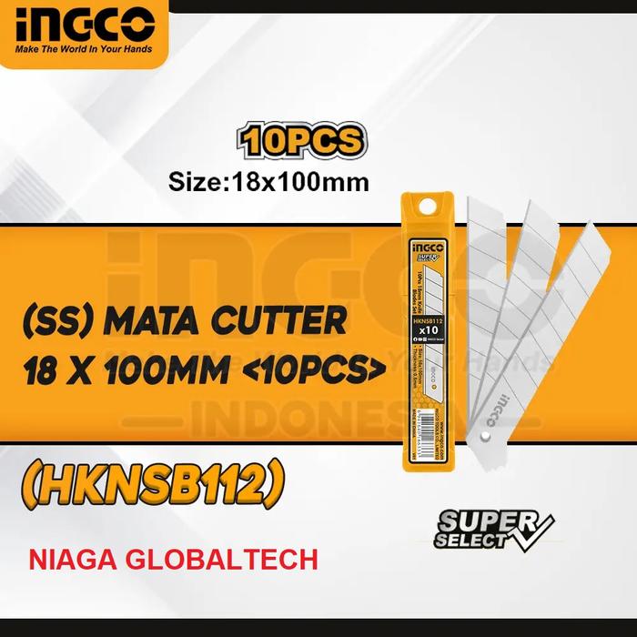 Jual INGCO HKNSB112 MATA CUTTER BESAR 10Pcs 18mm ISI REFILL CUTTER ...