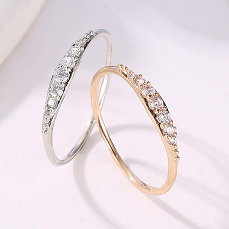 Women Men Alloy Plating Zircon Inlaid Finger Ring Party Jewelry ...