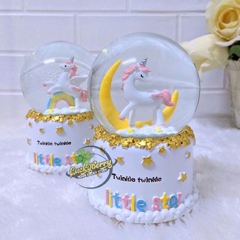 Snowball /Pajangan Bola Kaca Music Box XL (100) Unicorn Little Star ...