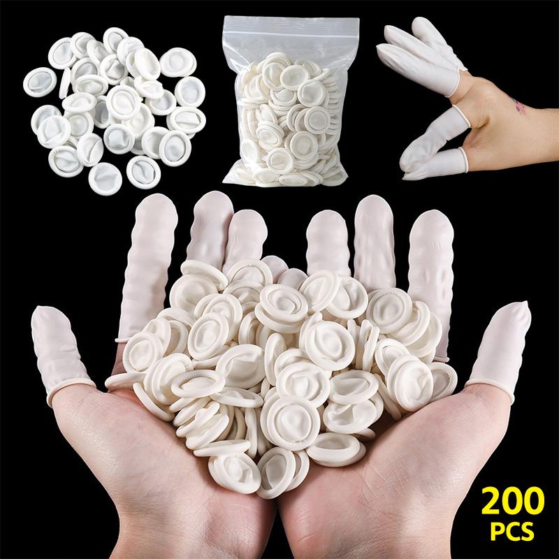 200Pcs/bag Disposable Latex Rubber Finger Cots Fingertips Protector ...