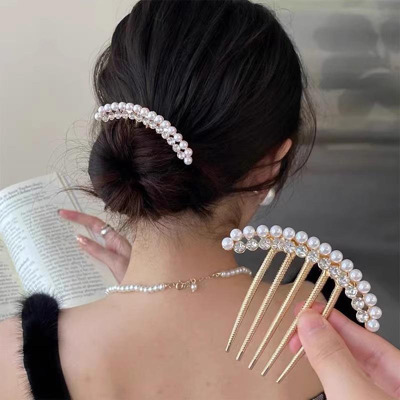 Simple Water Metal Pan Hair Insert Comb Fashion Hair Comb Hairpin ...