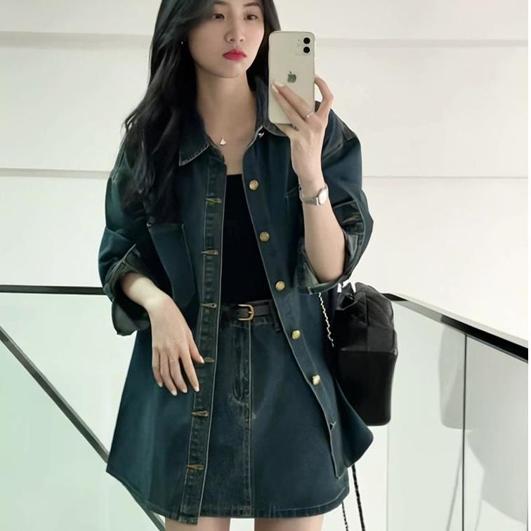 Kot Denim Kasual Retro, Gaya Korea Musim Bunga, Untuk Wanita - TikTok ...