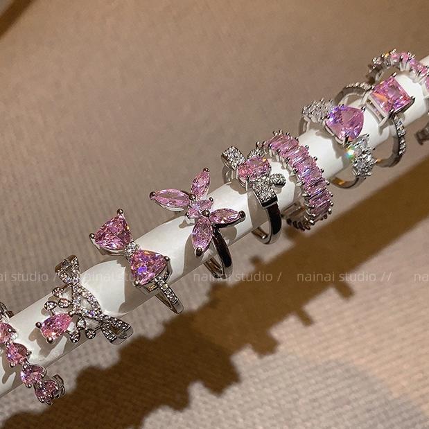 Cincin Zirkon Merah Jambu, STgirl, Elegan dan Mampu Milik, Untuk Wanita ...