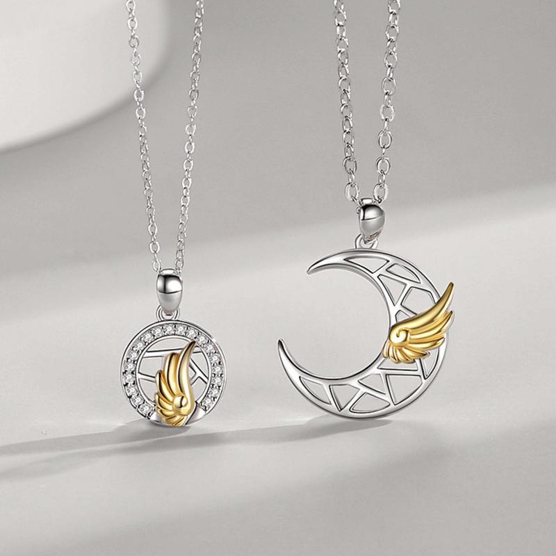 Sun Moon Angel Wings Magnetic Necklace Simple Fashion Personality ...