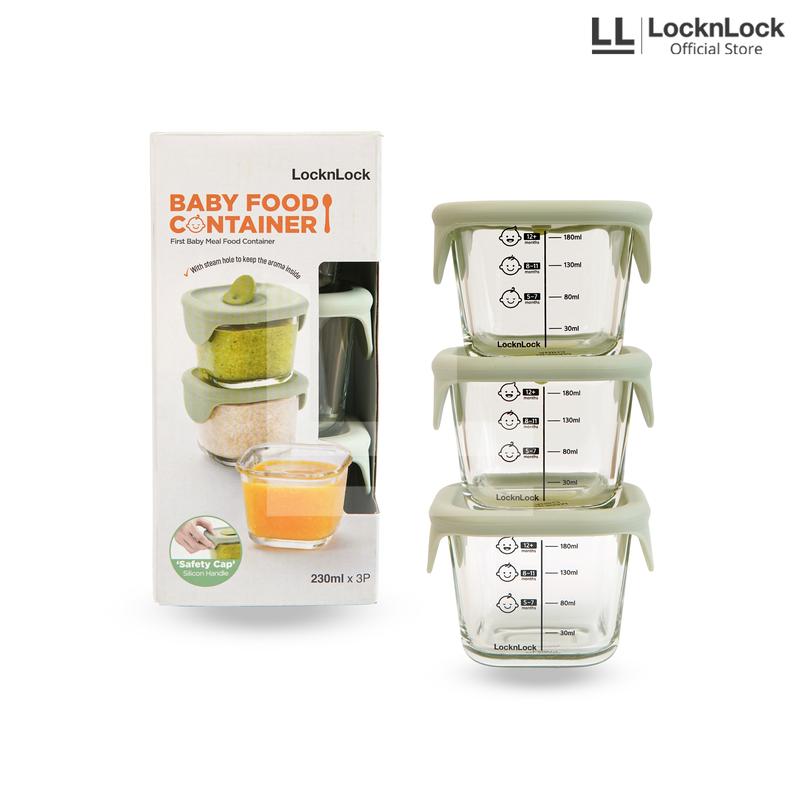 LocknLock Oven Glass Food Container MPASI Bayi 3P 230ml - LLG509S3 - Shop | Tokopedia