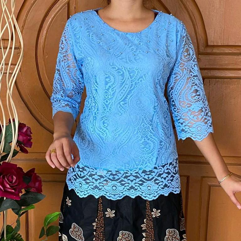 Blus brokat renda/ Atasan kebaya Murah puring katun/ Kebaya cantik ...