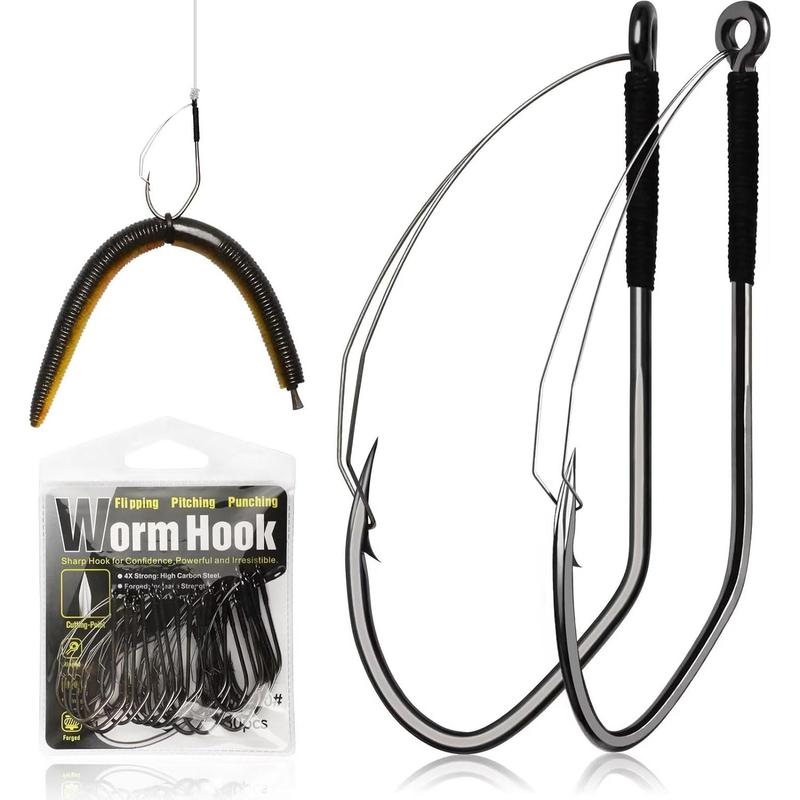 DOVESUN Weedless Worm Hooks Texas 30 Professional V Catfish Fishing ...