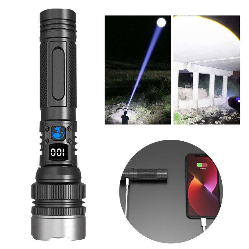2-in-1 Rechargeable Flashlight + Power Bank, Super Bright, Zoomable ...