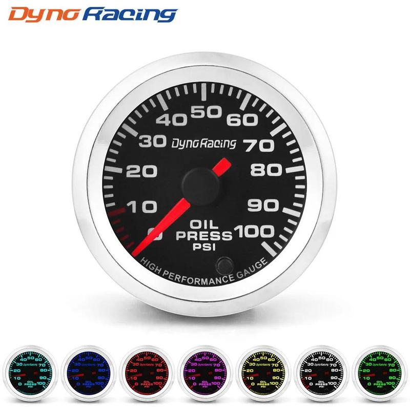 Dynoracing 2'' 52mm 12V Oil Press Gauge PSI 7 Colors Pointer - TikTok ...