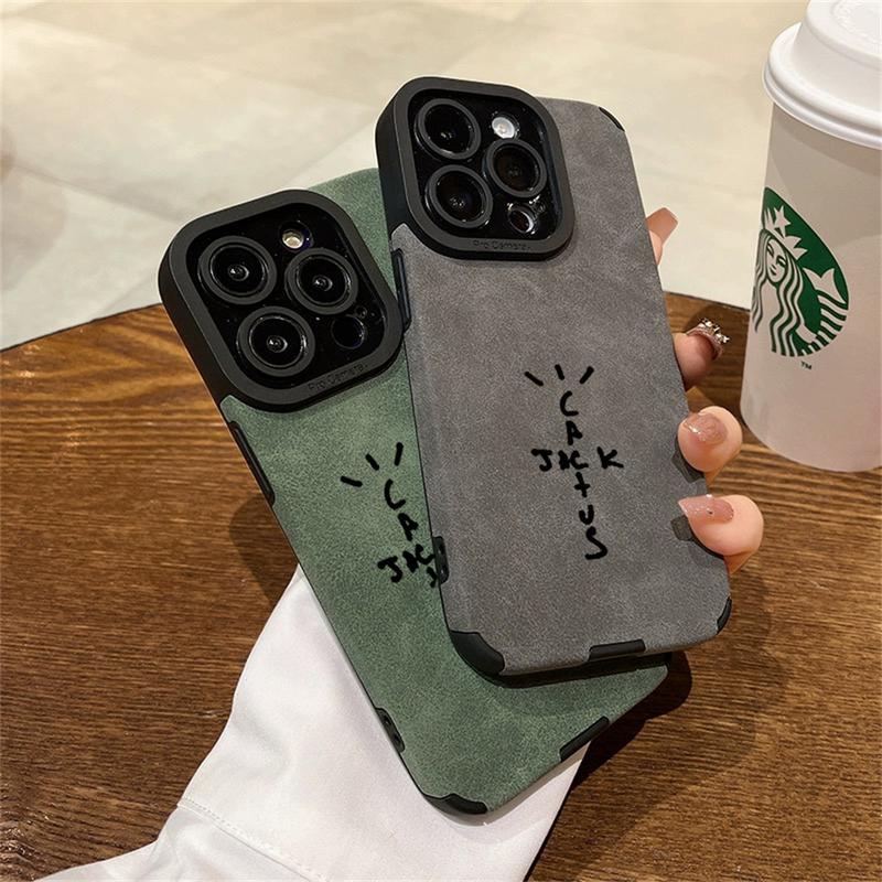 2024 Luxury Suede Travis Scot Leather Silicone Phone Case Fo - TikTok Shop