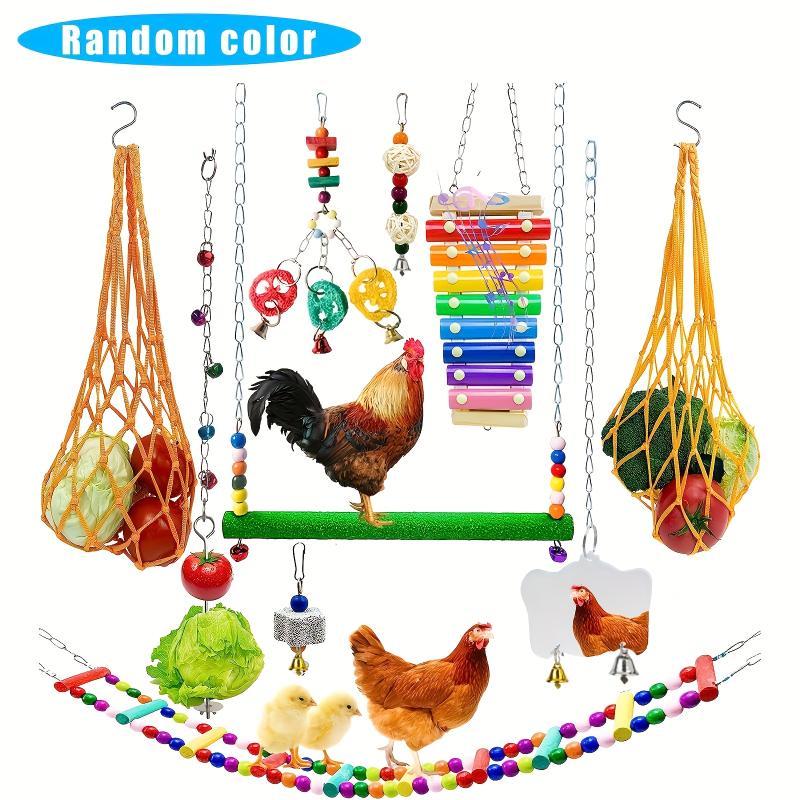 Chicken Coop Accessories Set, Plastic Poultry Toy Set With Carillon ...