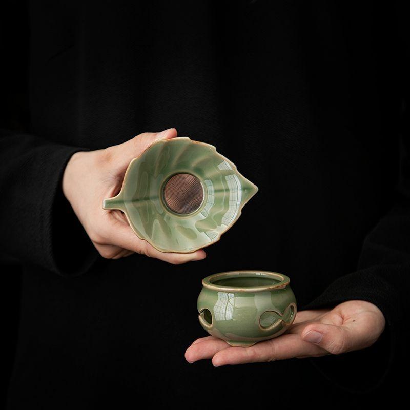 Bamboo glazed leaves, tea strainers, ceramic tea filters, Kung Fu tea ...