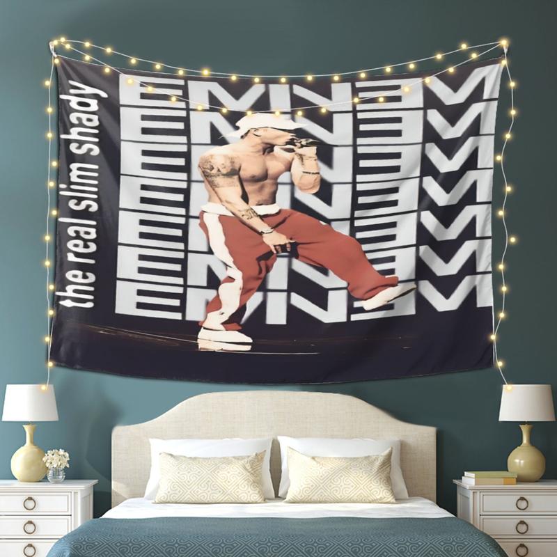 Eminem Themed Tapestry - Vibrant Hip-Hop Wall Art with "The Real ...