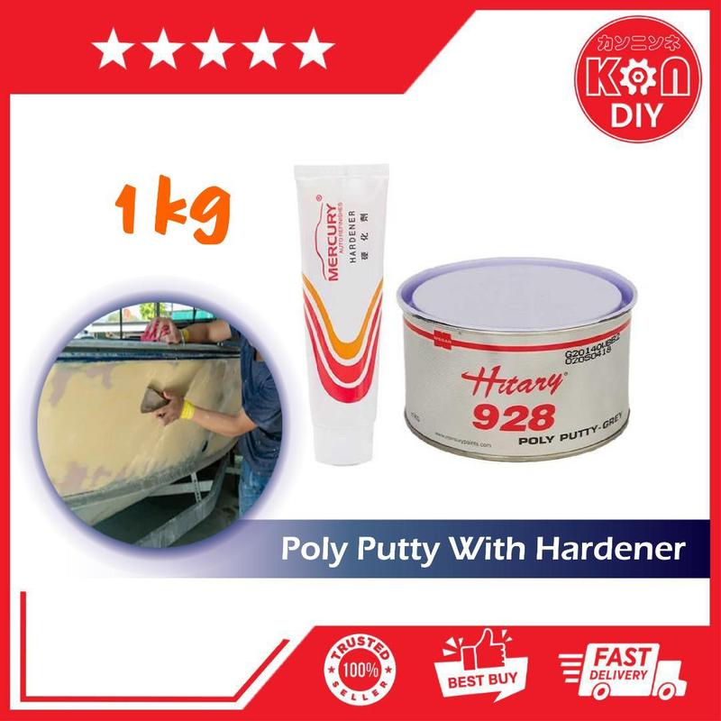 HITARY 928 POLY Car PUTTY 1KG With HARDENER (Grey Colour) Ready ...