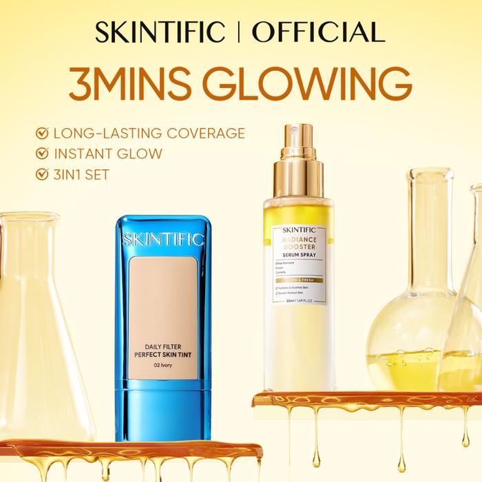 Promo SKINTIFIC - 2IN1 3Mins Glowing Make-up Set | 2PCS Instant Glow ...