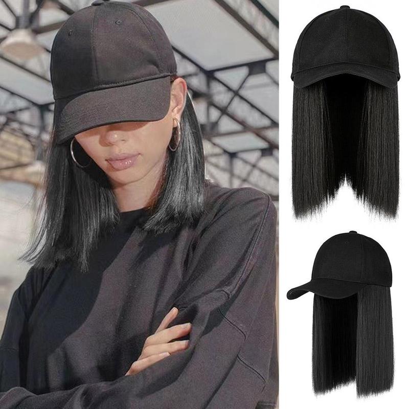 Topi rambut palsu fesyen, rambut lurus pendek, gaya rambut, topi ...