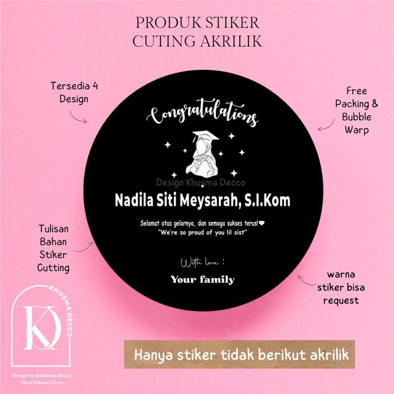 Sticker Cutting Papan Ucapan Bunga Akrilik Stiker Wisuda Congratulation ...