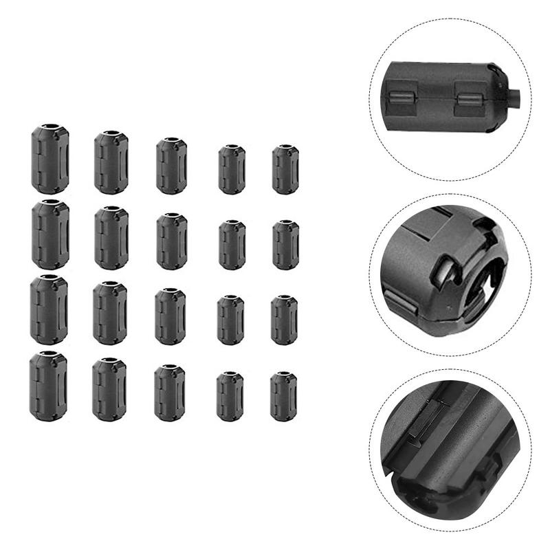20Pc Ferrite Core Clip-on Black Ring Core Cable Clip with 3.5mm ...